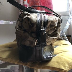 Coach | Bags | Coach Logo Patent Leather Round Duffel Purse Bag | Poshmark